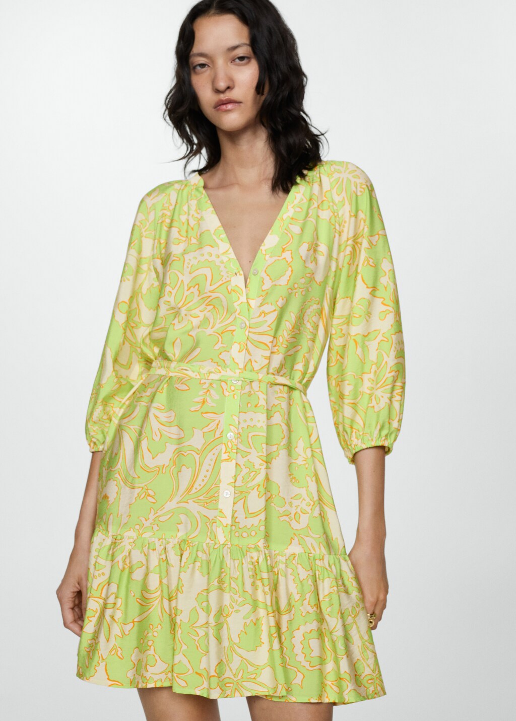 Printed bow dress - Woman | MANGO Maldives