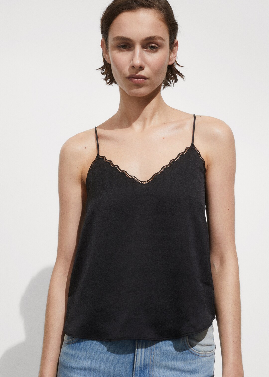 Top satinado tirantes - Mujer | MANGO México