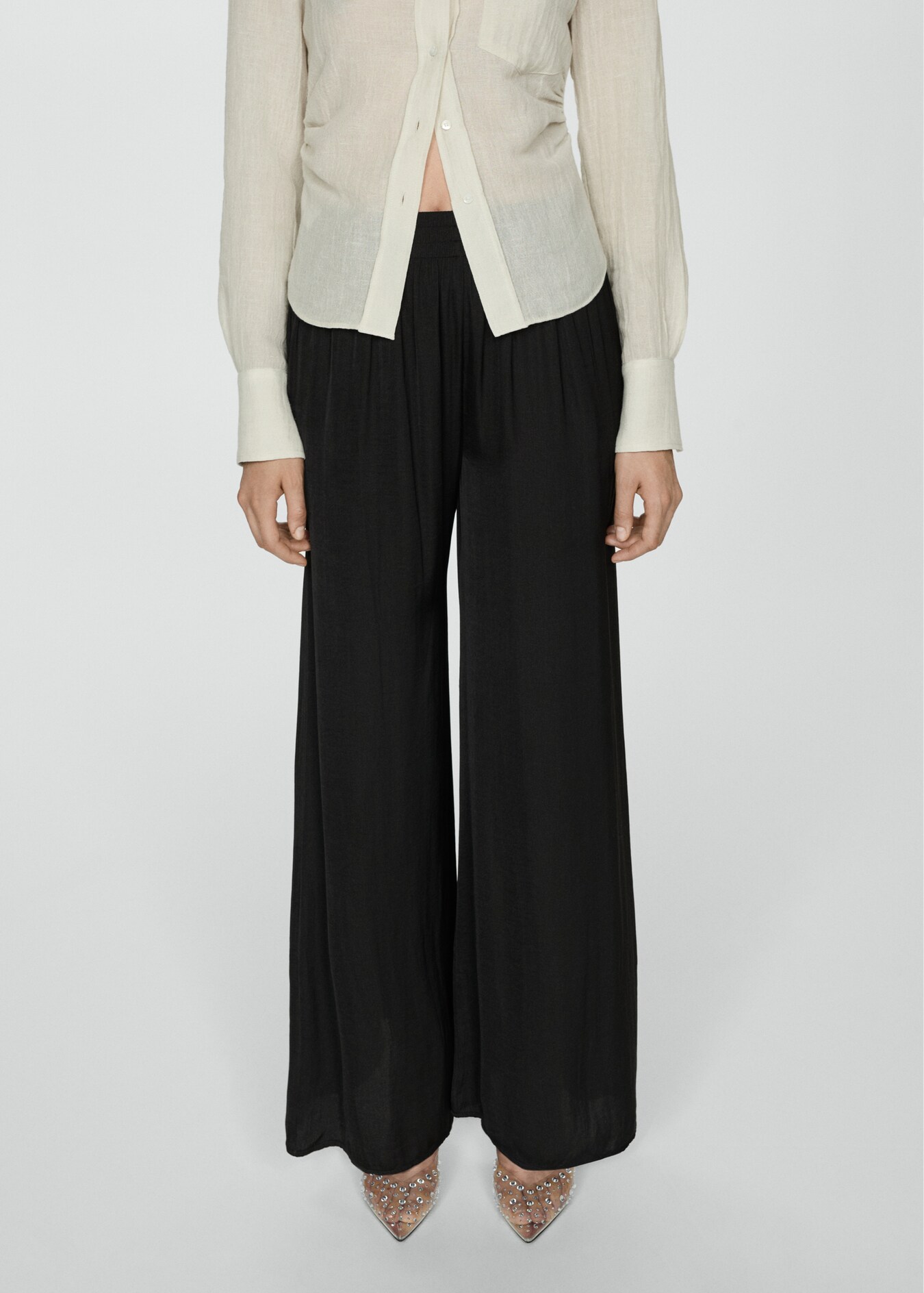 Wide leg fluid trousers - Women | MANGO United Kingdom