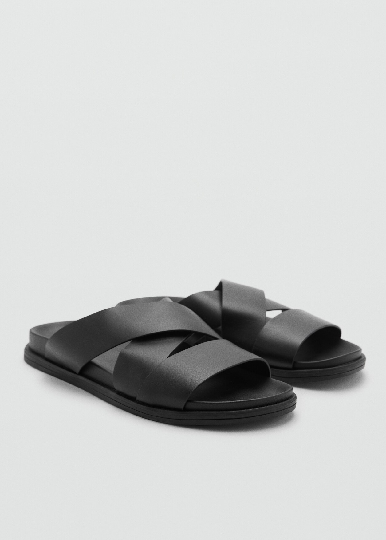 100% leather crossed strap sandal - Men | MANGO USA
