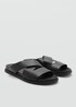100% leather crossed strap sandal - Men | MANGO USA