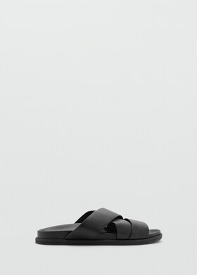 100% leather crossed strap sandal - Men | MANGO USA