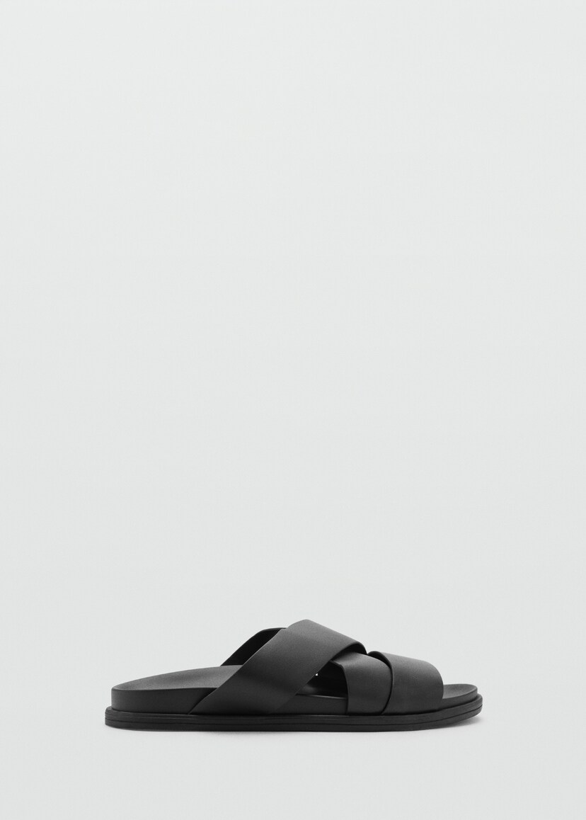 100% leather crossed strap sandal - Men | MANGO USA