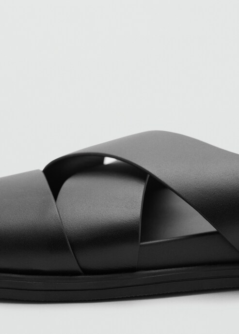 100% leather crossed strap sandal - Men | MANGO USA