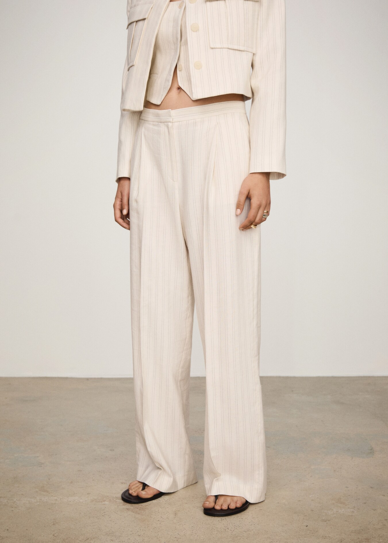 Straight striped trousers - Women | MANGO USA