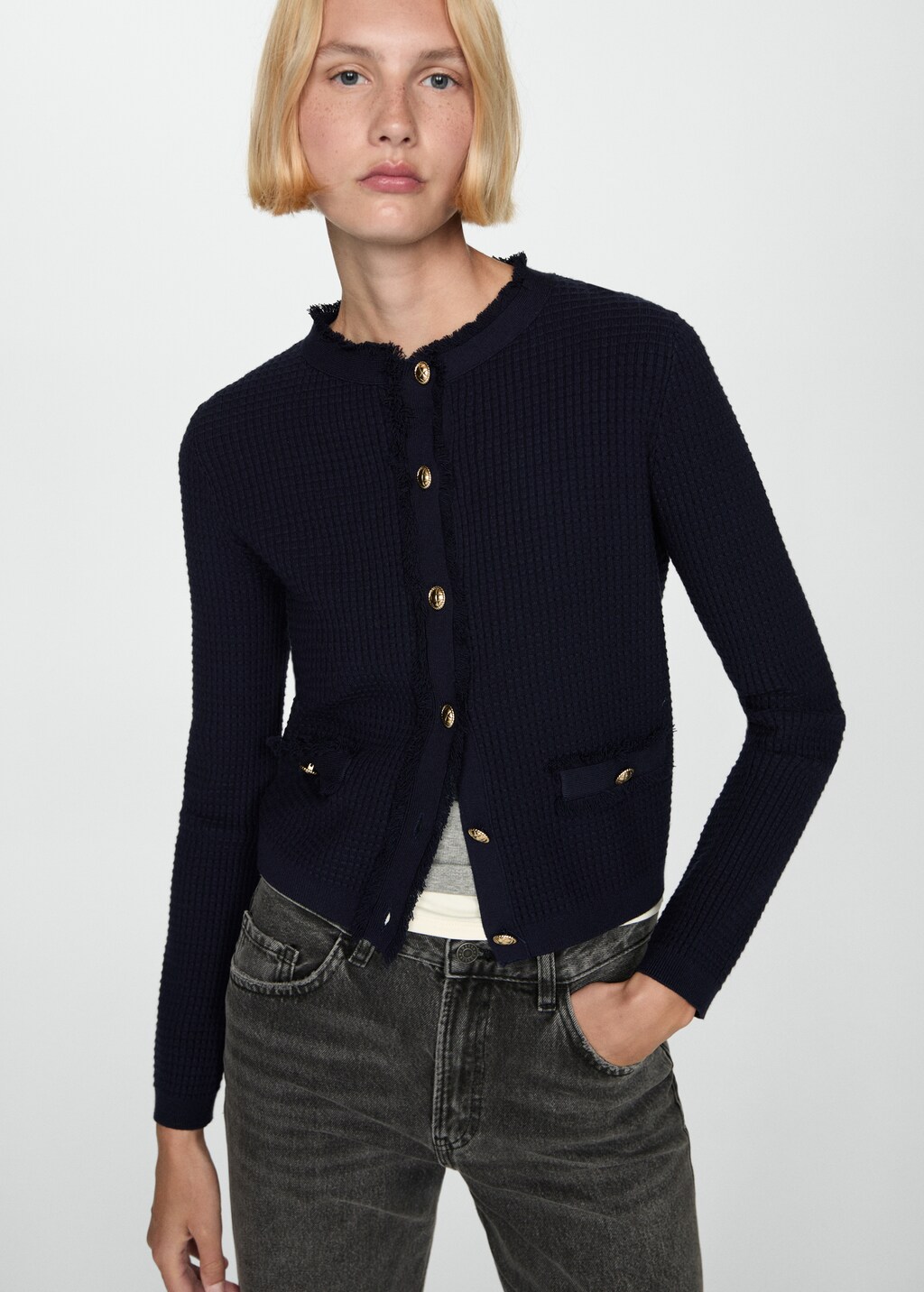 Button Knit Cardigan Woman Mango Usa