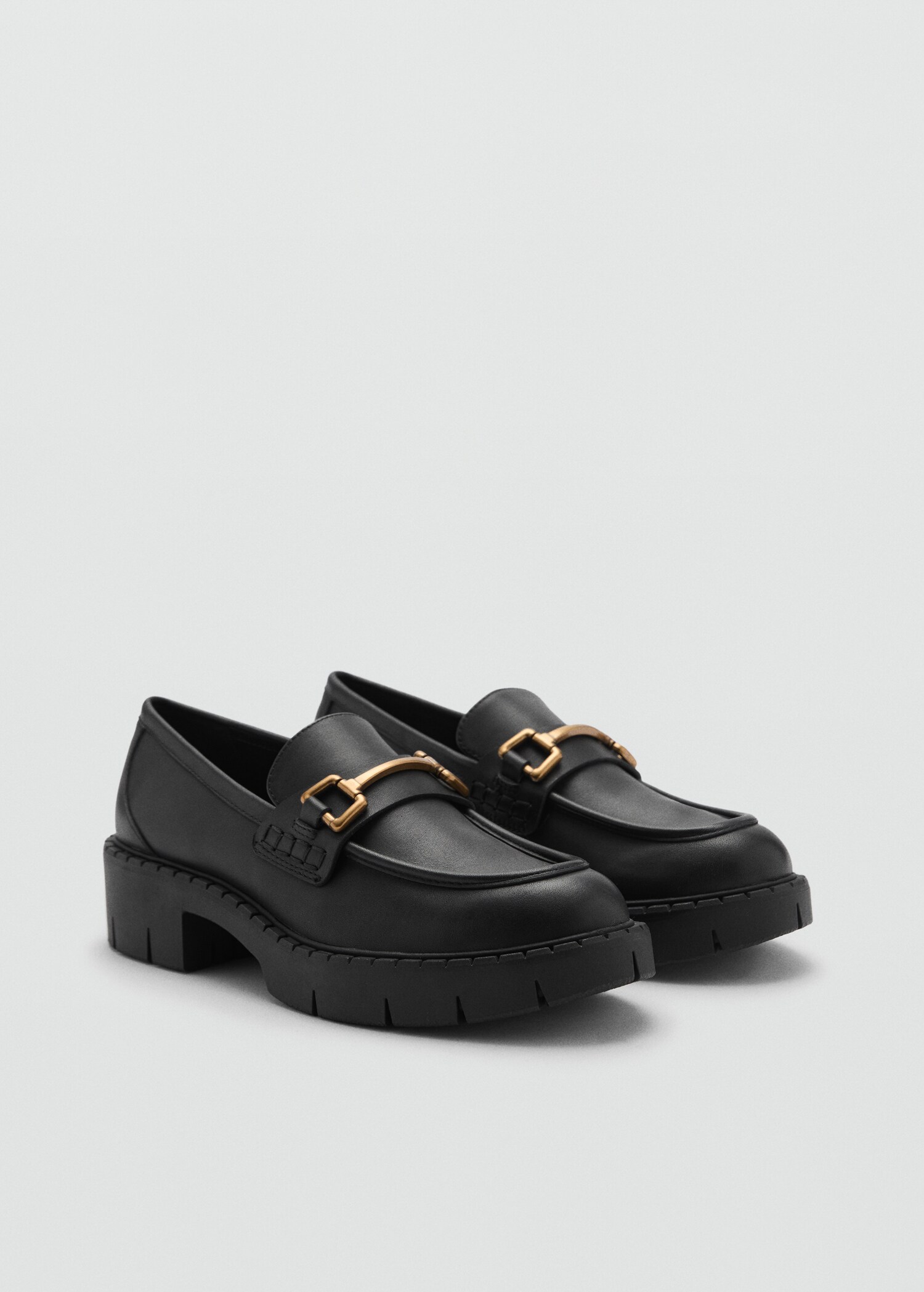 Leather loafers with metallic detail - Women | MANGO USA
