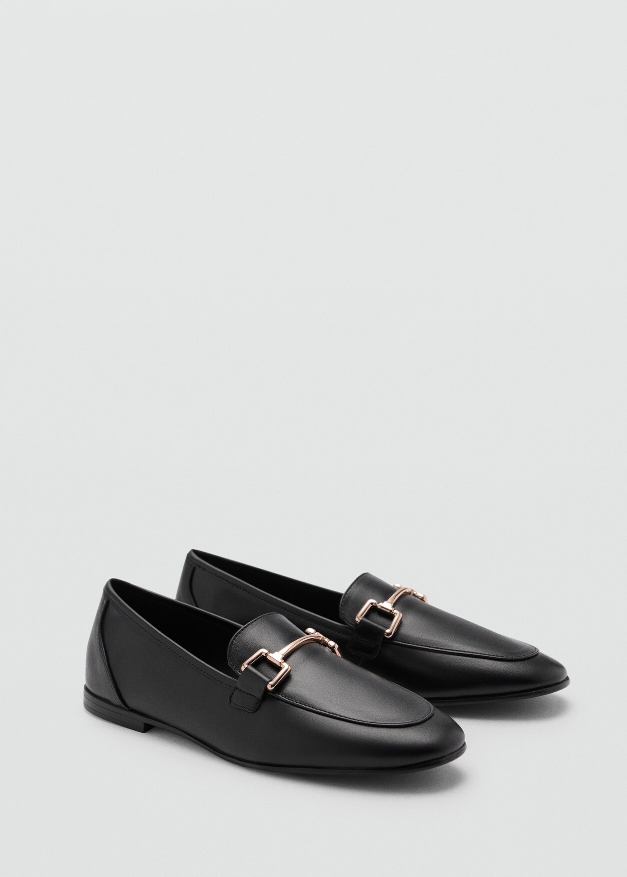 Leather loafers with metallic detail - Women | MANGO USA