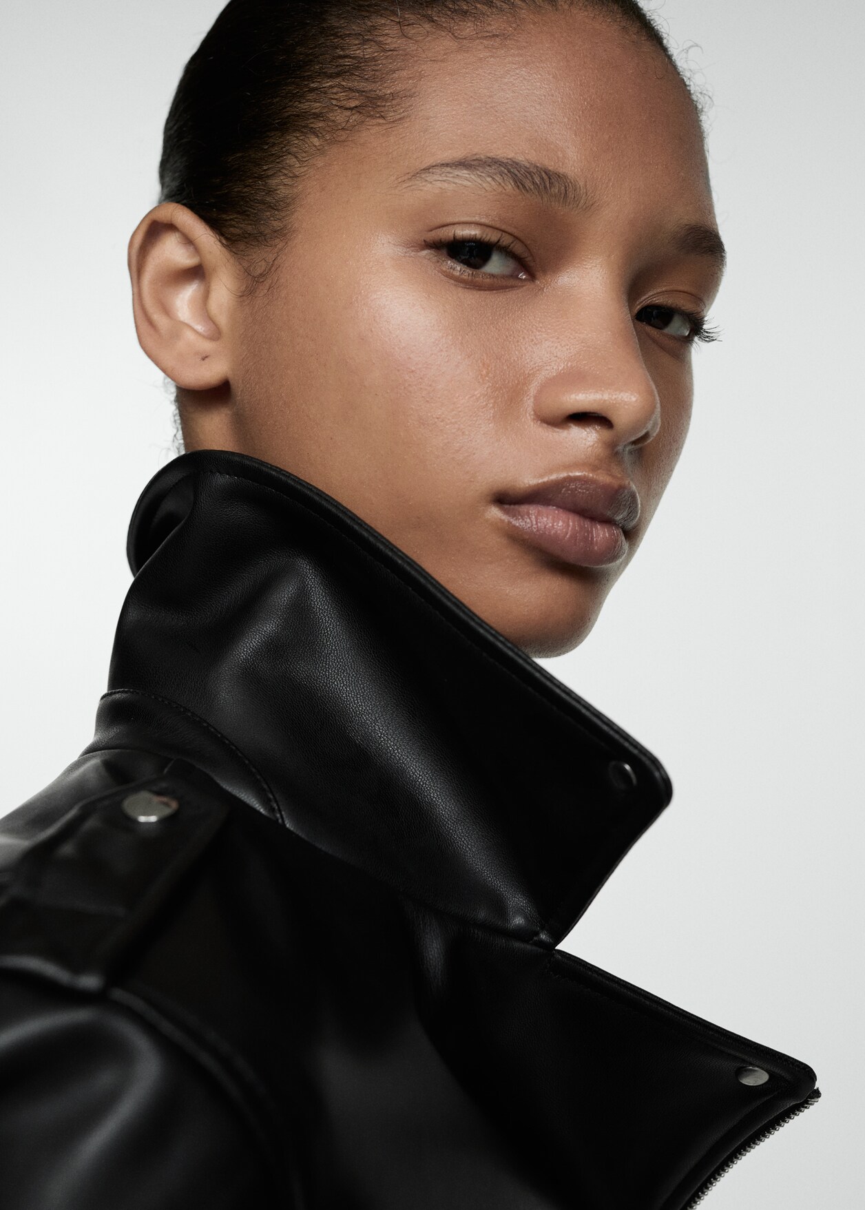 Faux-leather biker jacket - Women | MANGO USA