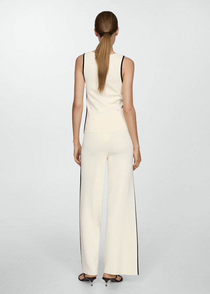 Knitted top with contrast details - Women | MANGO USA