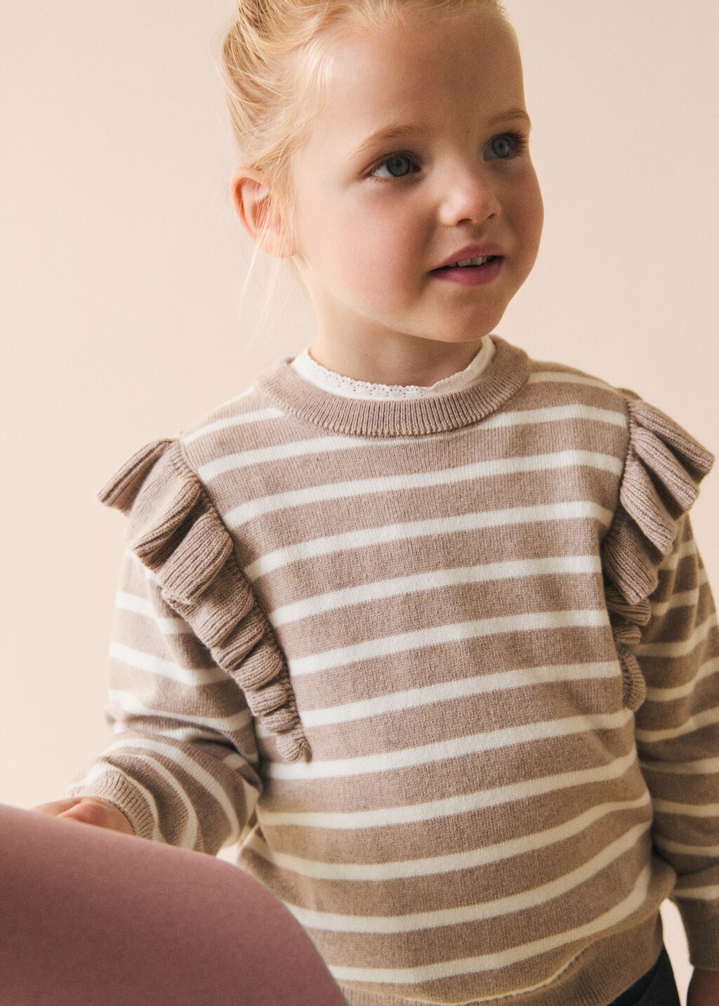 Gestreifter Pullover mit Volantdetails - Kinder | MANGO Deutschland