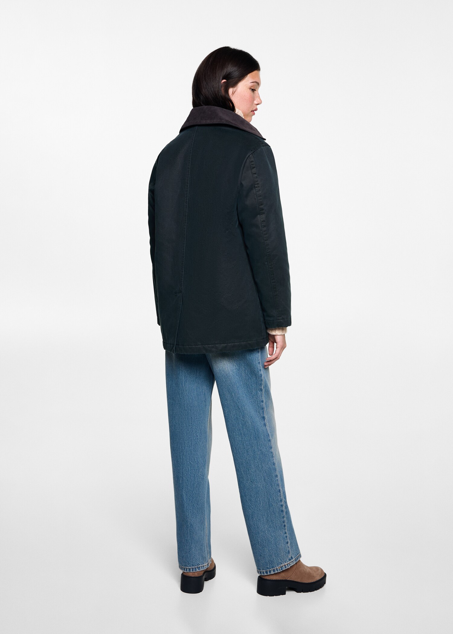 Long waxed-effect barn jacket - Teen | MANGO USA