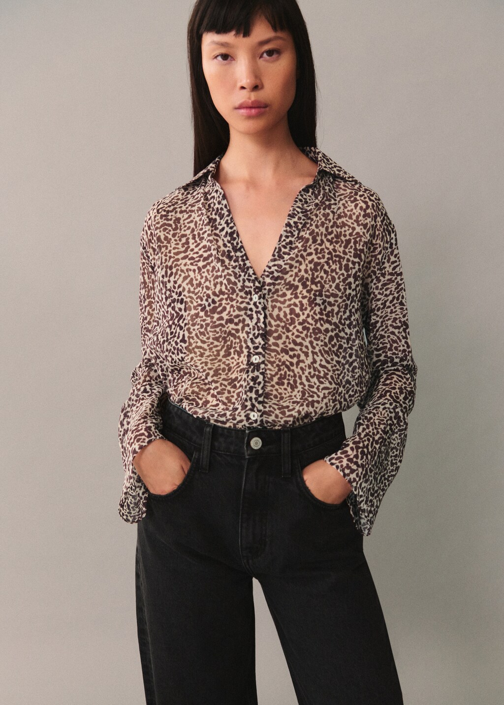 Fluid leopard-print shirt - Women | MANGO United Kingdom