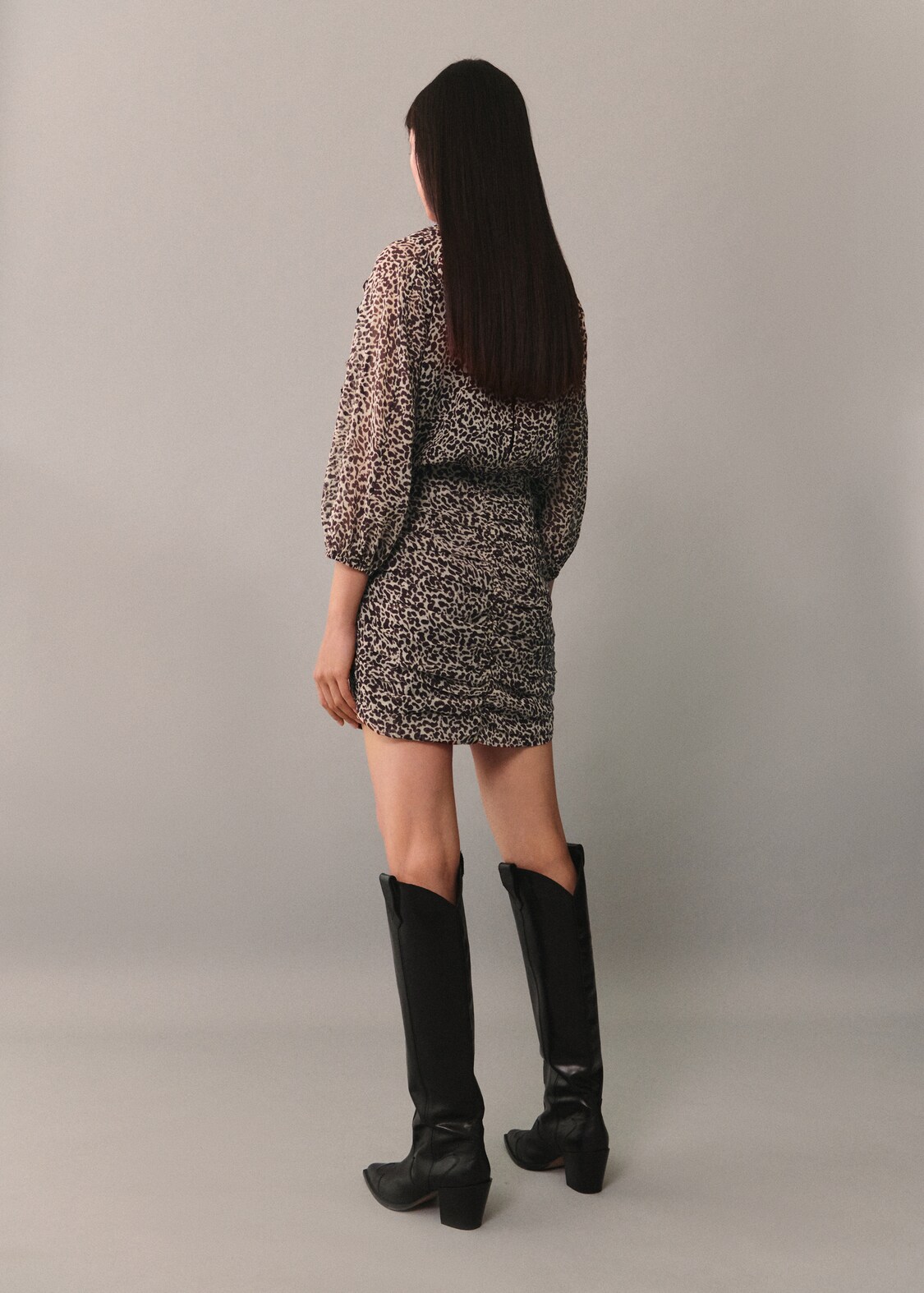 Leopard print draped dress - Women | MANGO USA