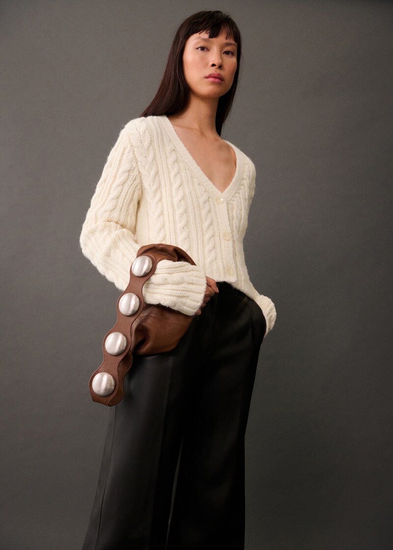 Buttoned knit braided cardigan - Women | MANGO USA