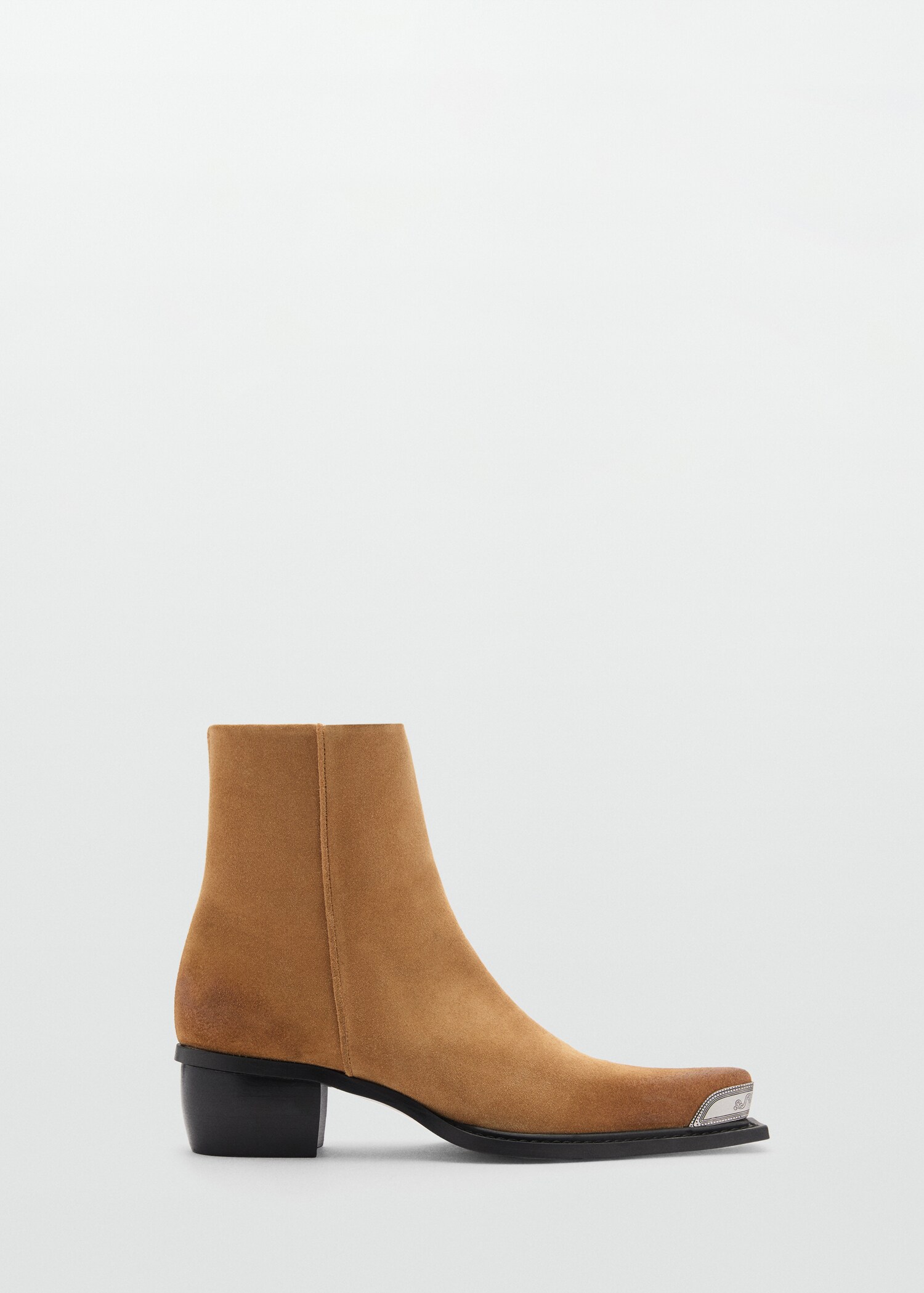 Metallic pointed toe leather ankle boots - Women | MANGO USA
