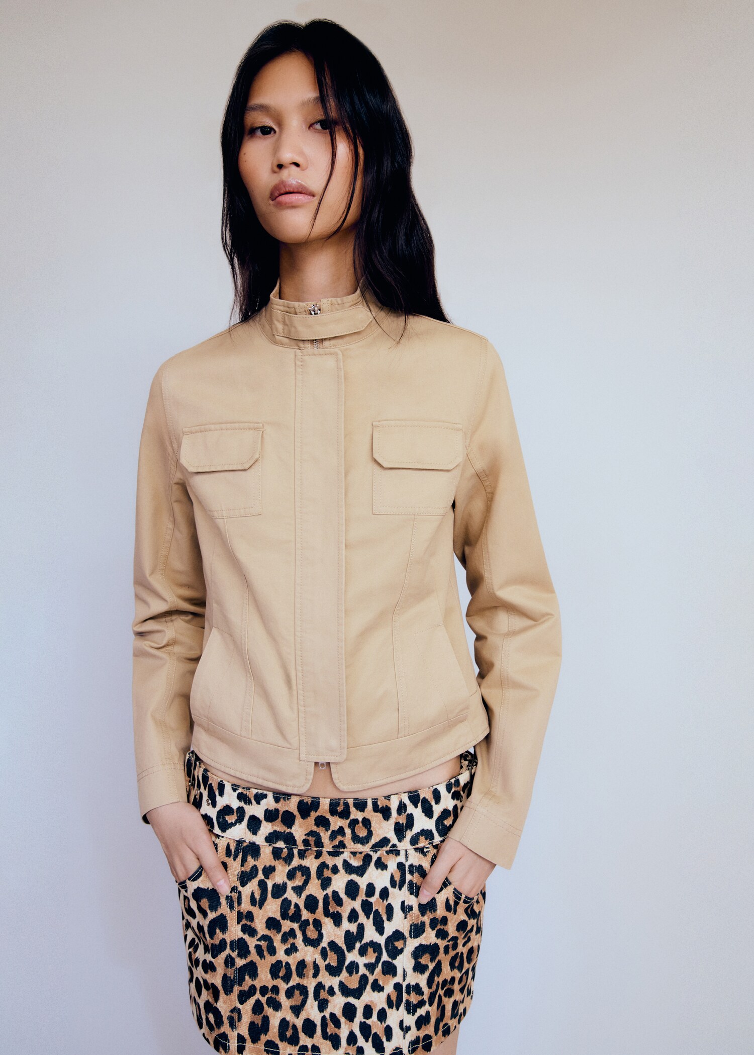 Leopard-print denim mini-skirt - Women | MANGO USA