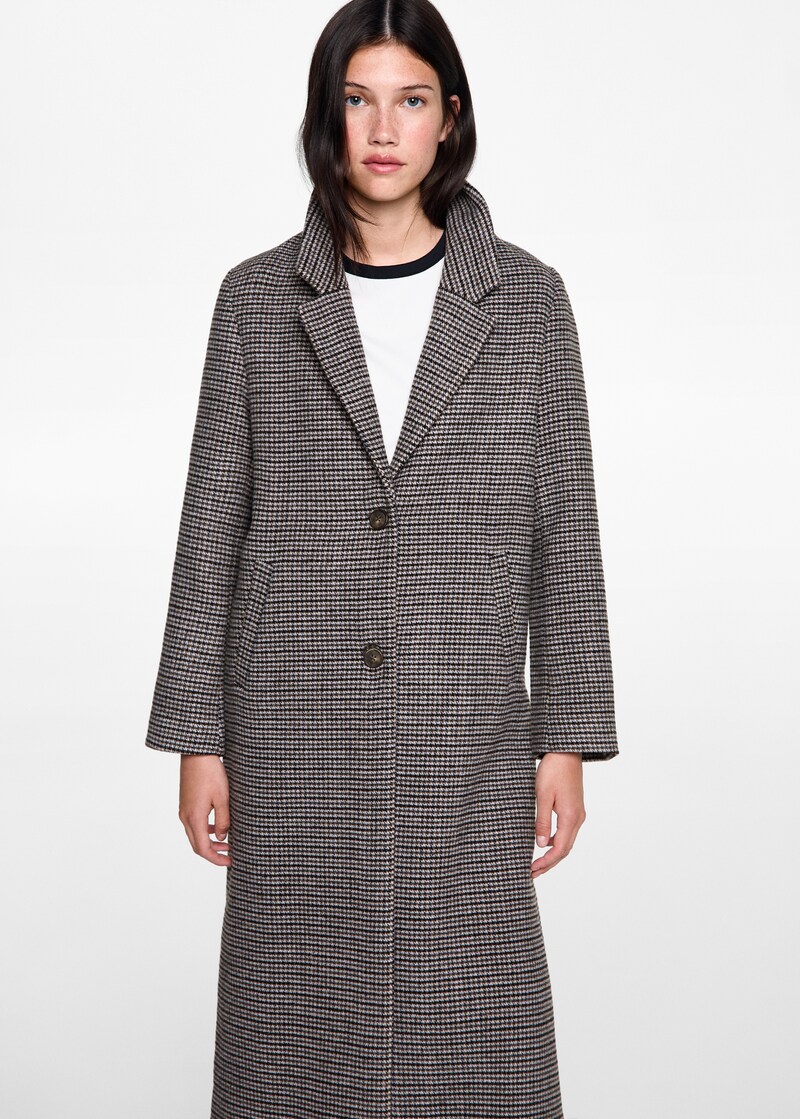 Houndstooth wool-blend coat - Teen | MANGO United Kingdom