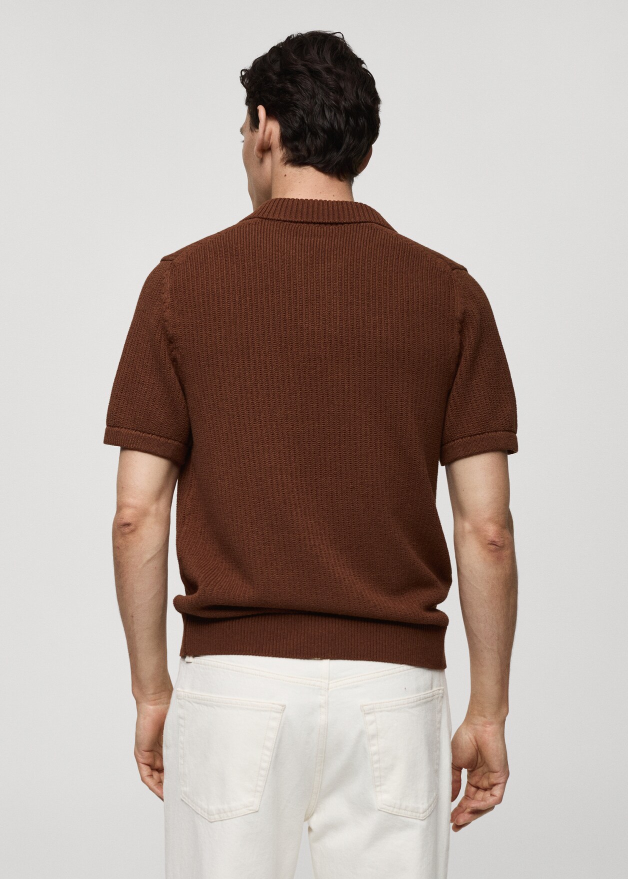 Ribbed knit polo shirt - Men | MANGO USA