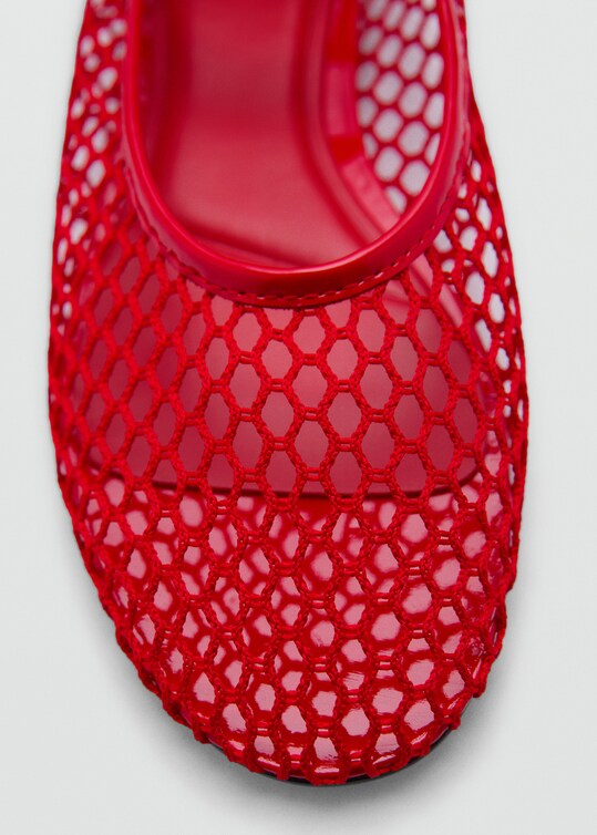 Mesh Ballet Flats With Strap And Buckle Women Mango Usa