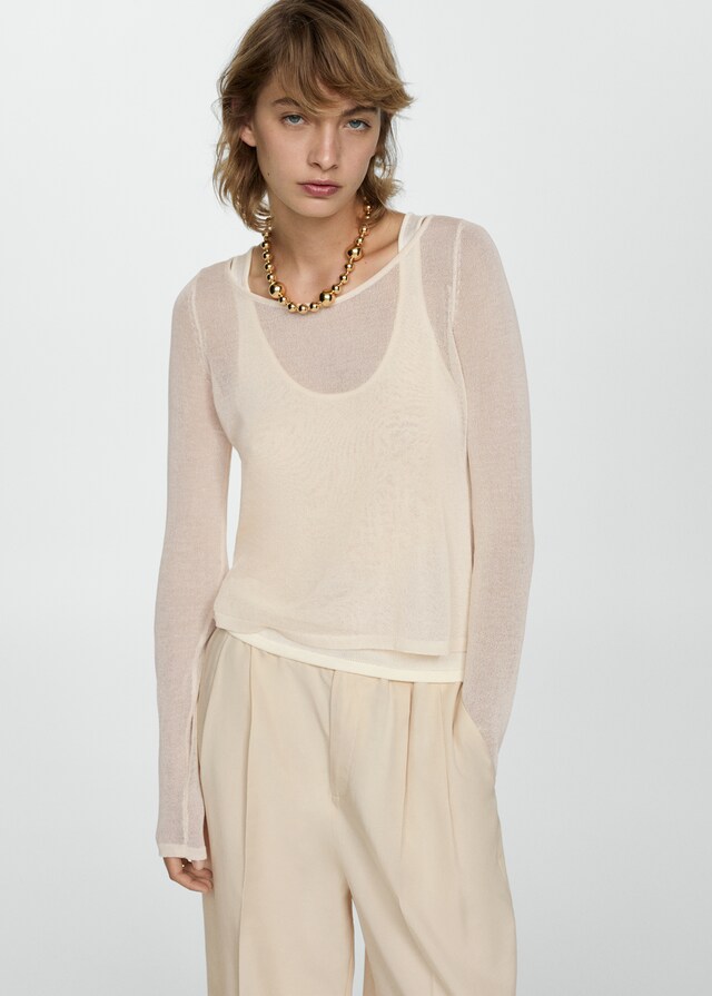 Contrasting knit sweater - Women | MANGO USA
