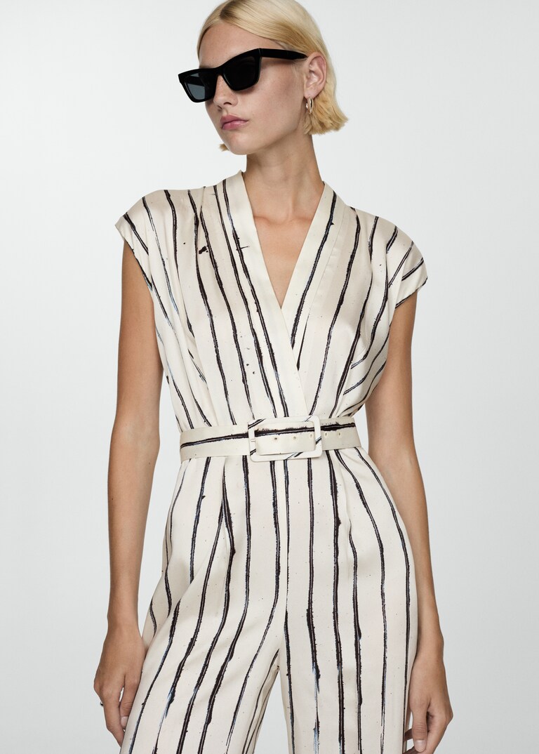 Striped Satin Jumpsuit Women Mango Usa