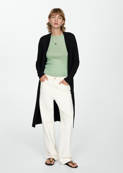 Fine knit long cardigan - Women | MANGO USA