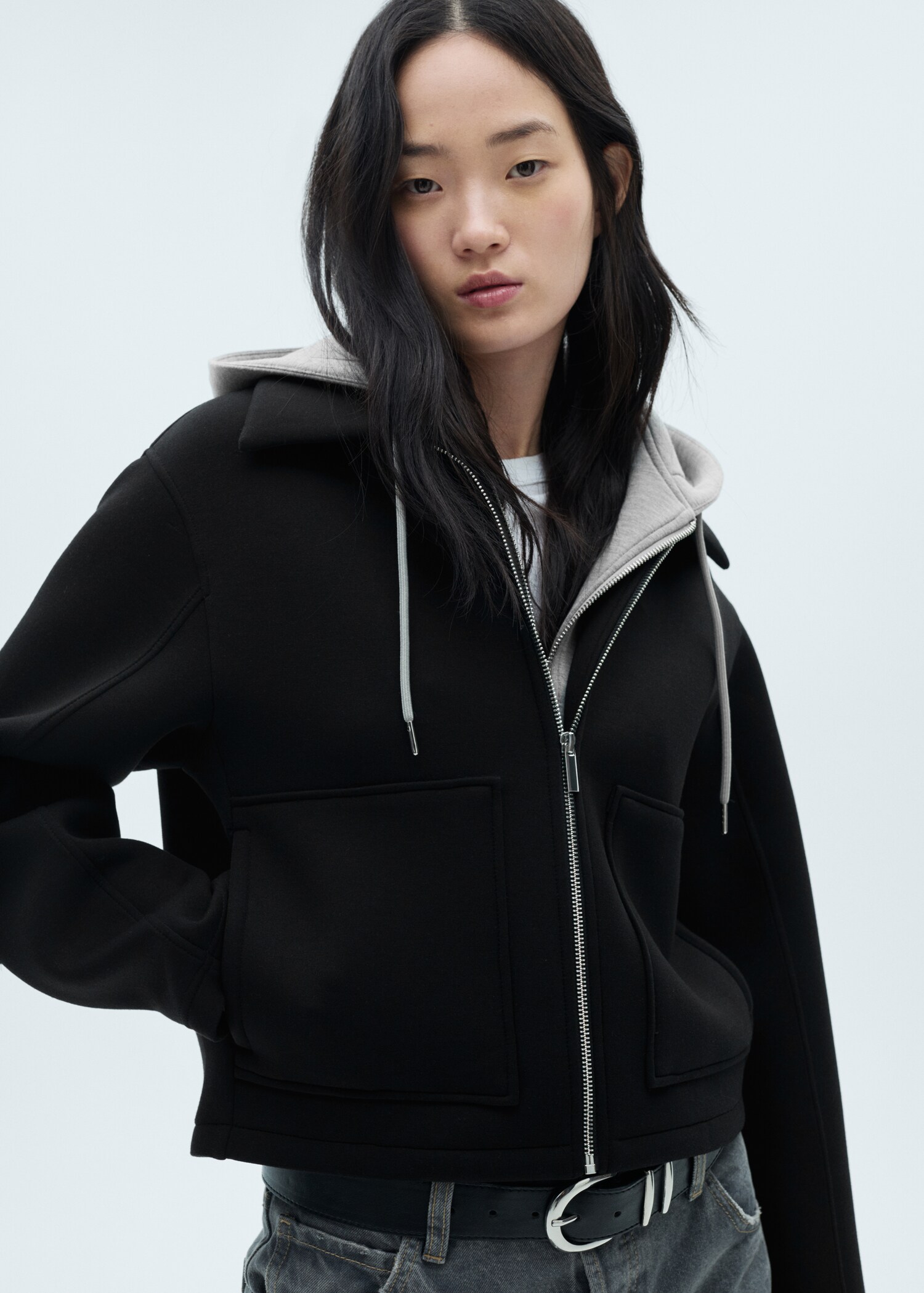 Combined hooded jacket - Women | MANGO USA