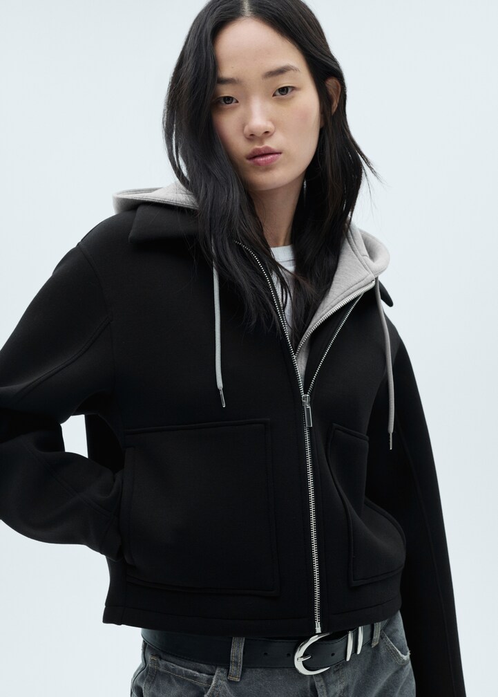 Combined hooded jacket - Women | MANGO USA