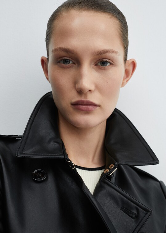 Leather Effect Trench Coat Woman Mango India