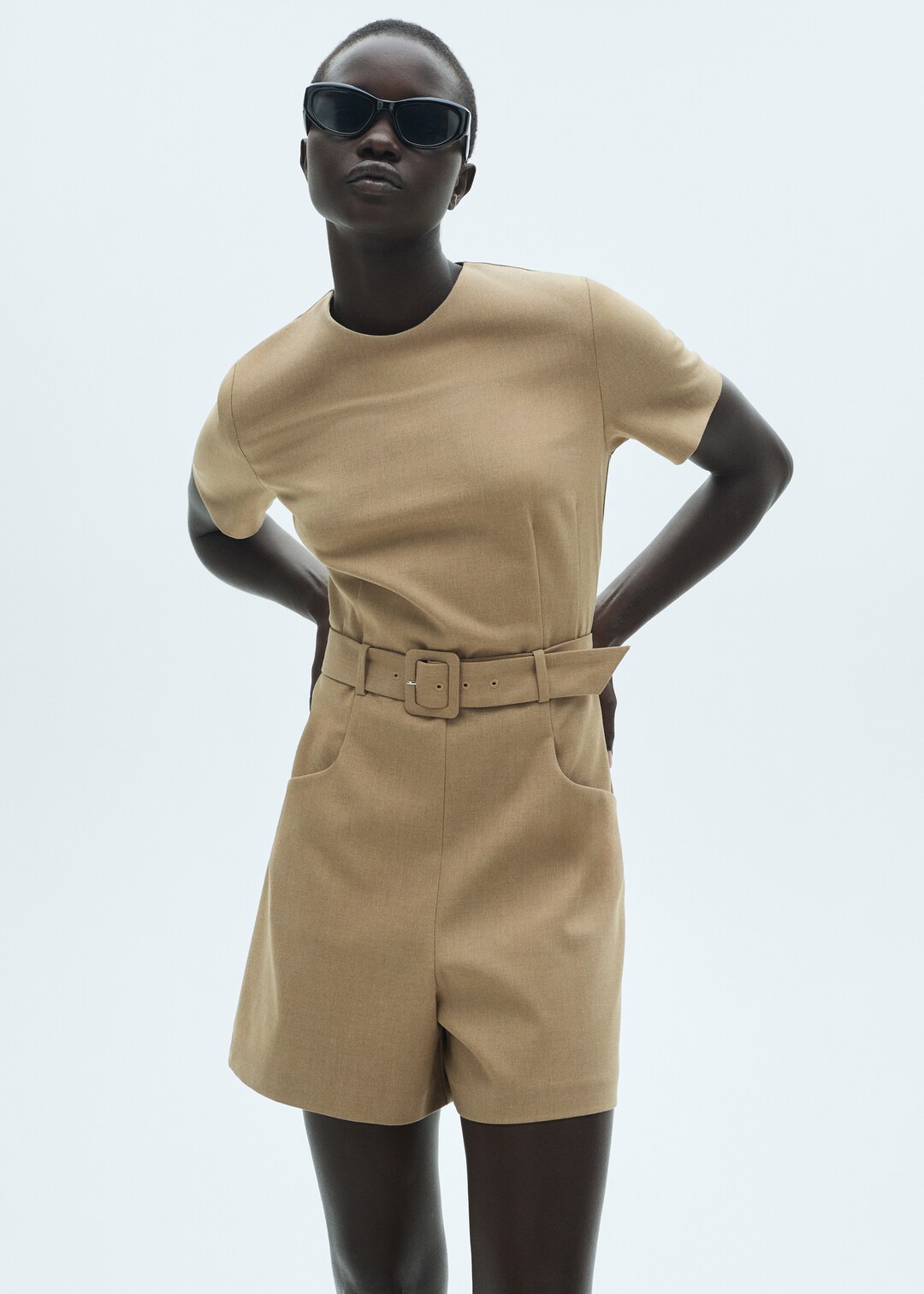 Belt Short Jumpsuit Women Mango Usa