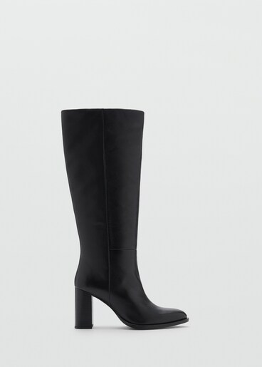 High heel leather boot - Women | MANGO USA