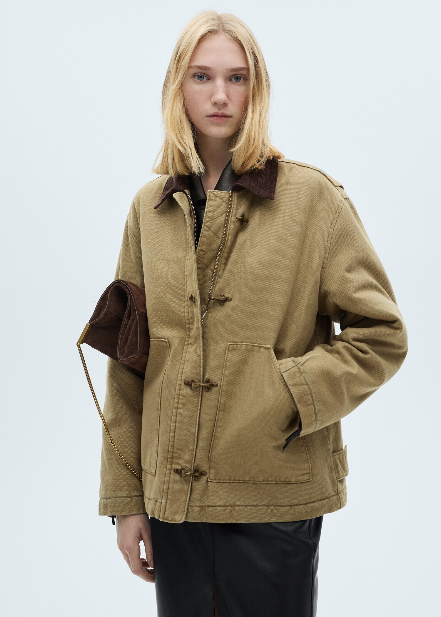 Parka With Contrasting Collar And Pockets Women Mango Usa