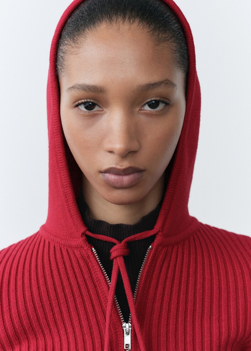 Ribbed hooded cardigan - Women | MANGO United Kingdom