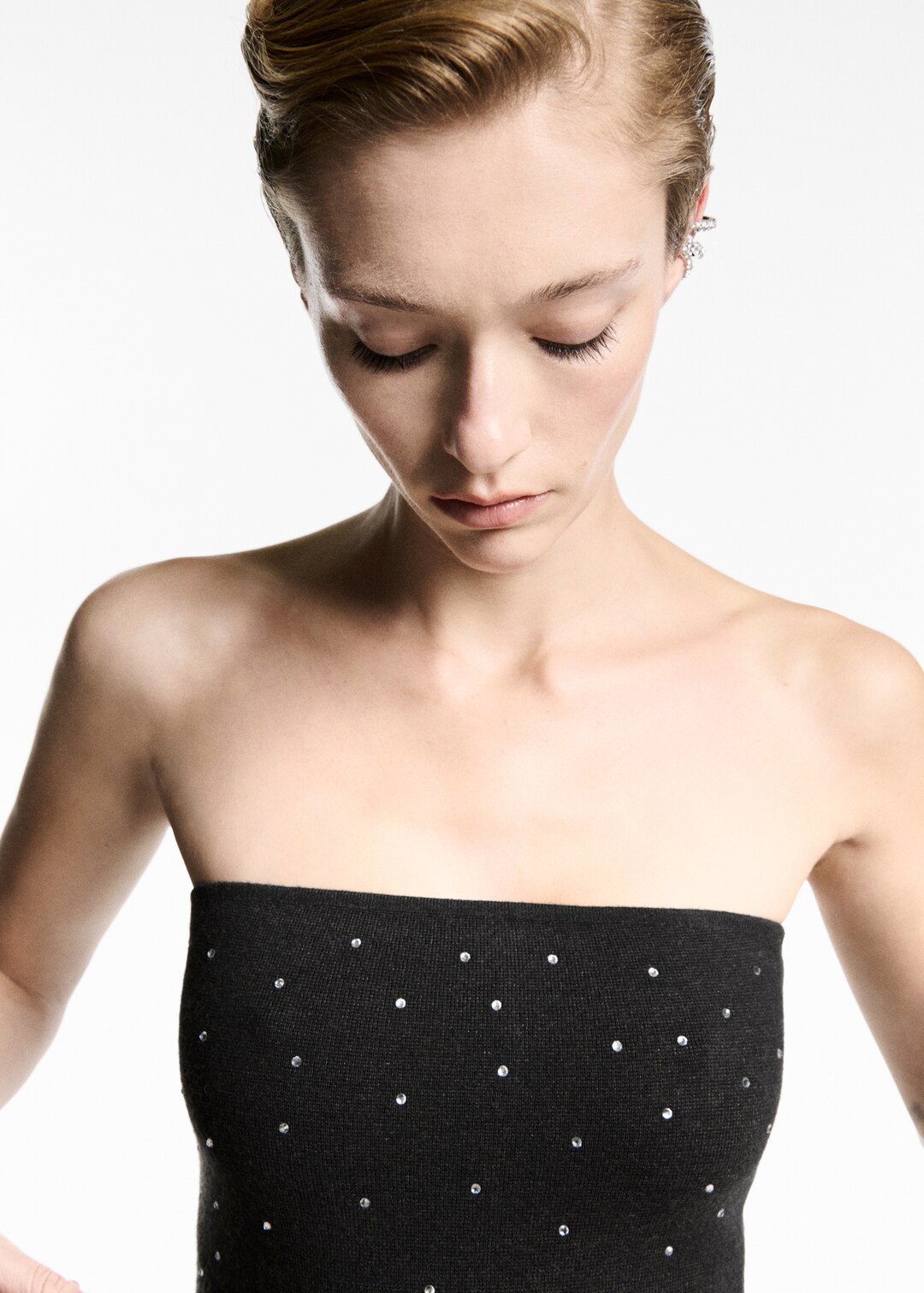 Knitted Dress With Rhinestone Detail Women MANGO India knitted-dress-with-rhinestone-detail-women-mango-india