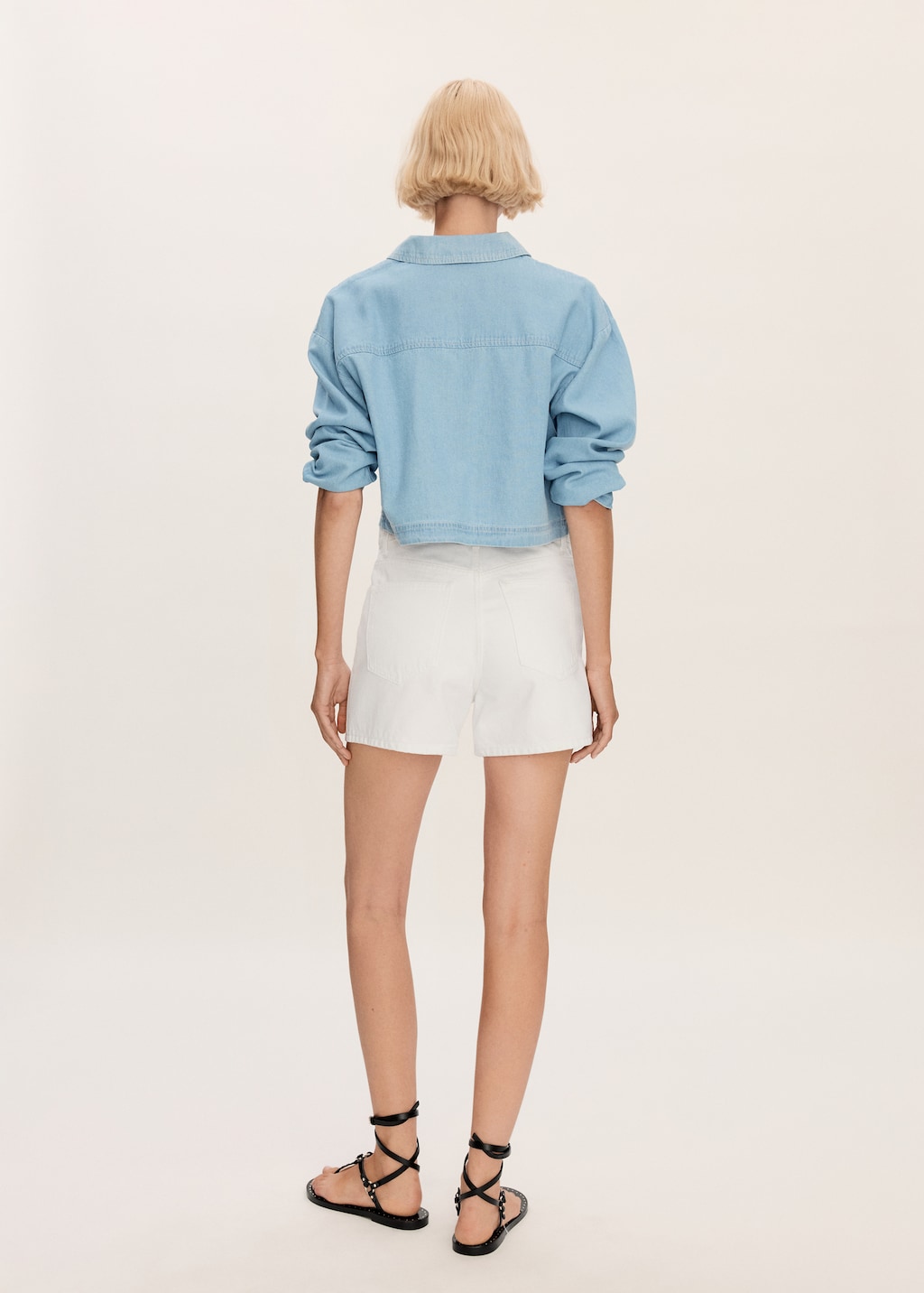 High-rise denim shorts - Women | MANGO USA