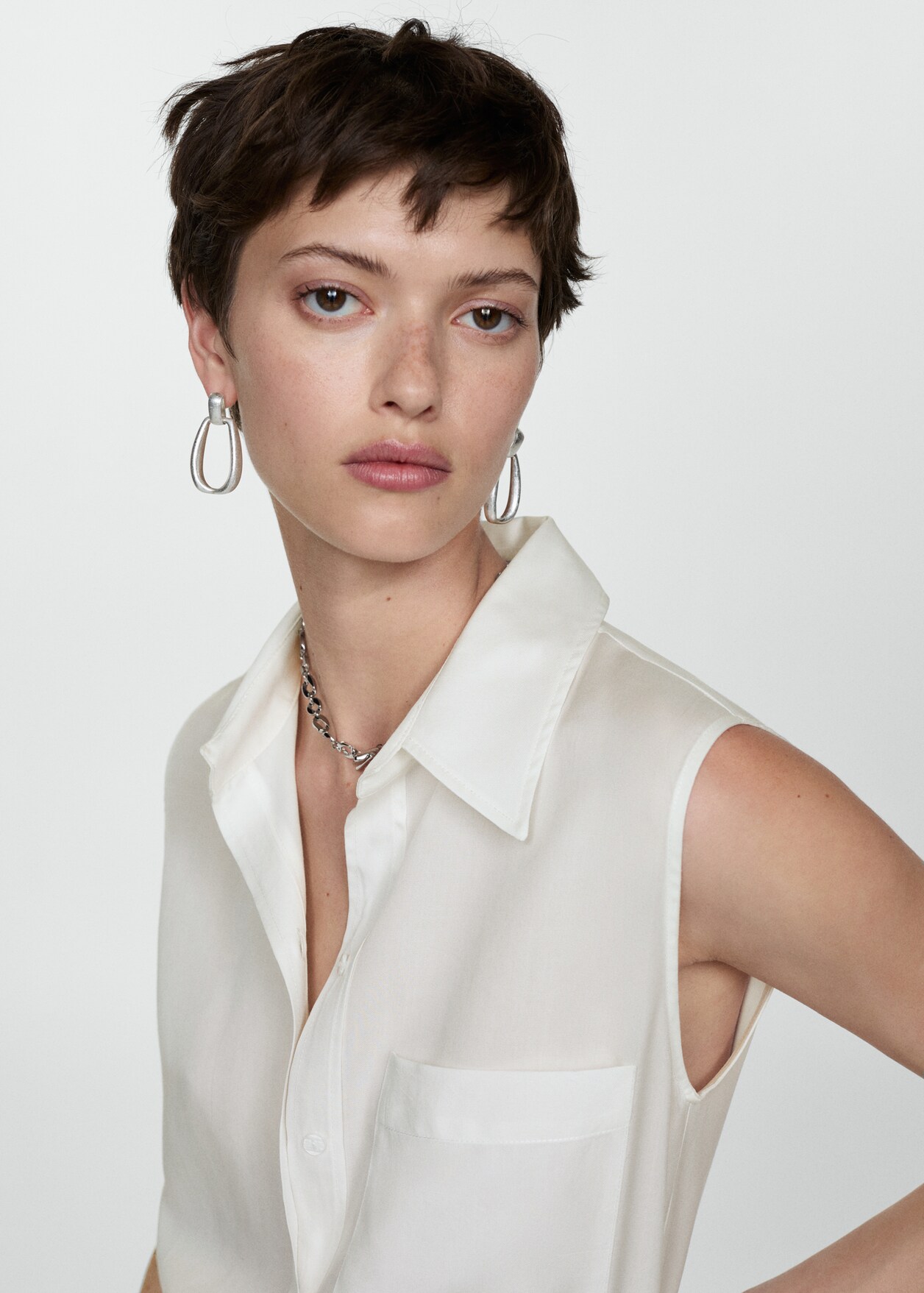 Lyocell Sleeveless Shirt Woman Mango Usa