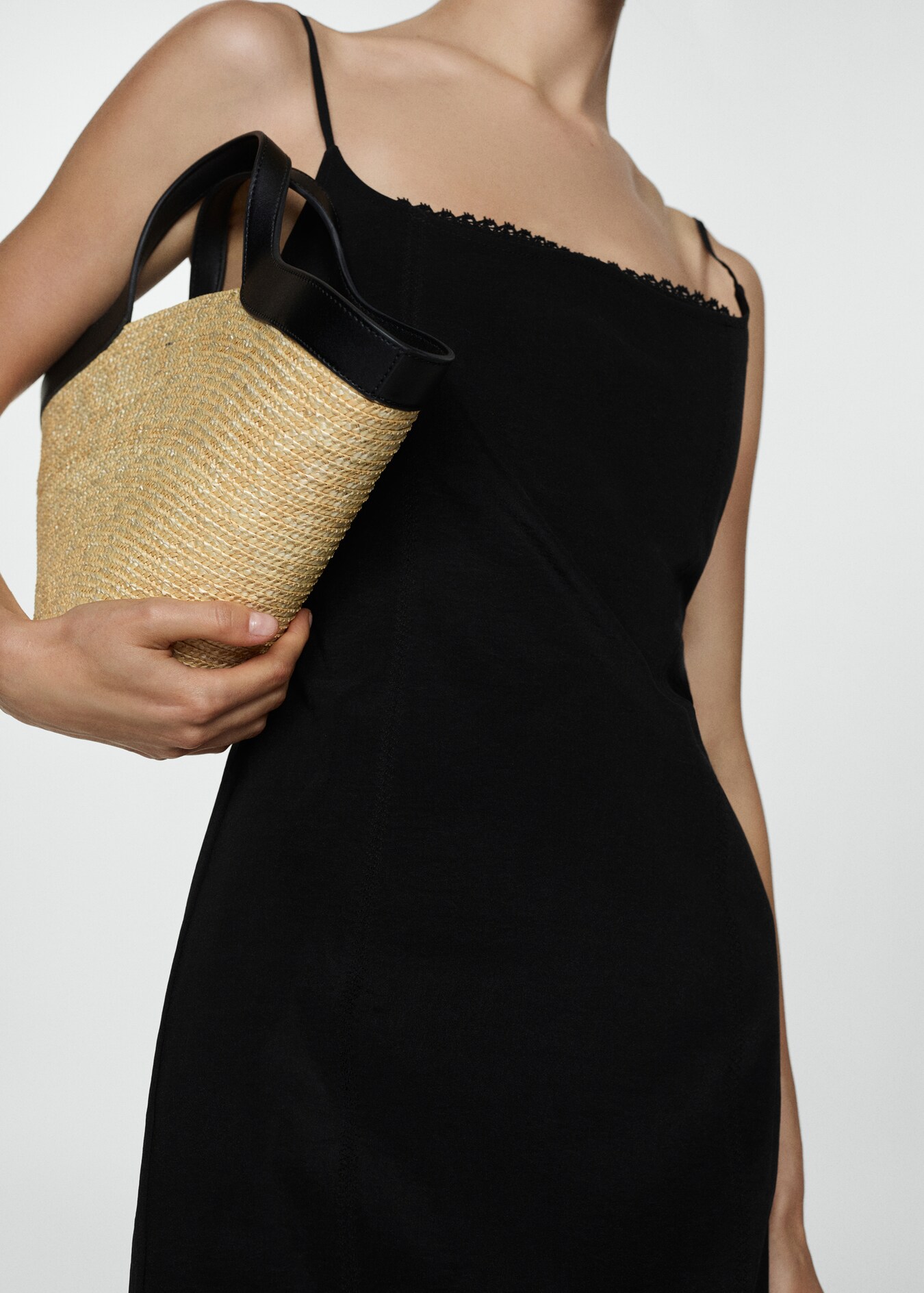 Dress with straps and lace detail - Women | MANGO USA