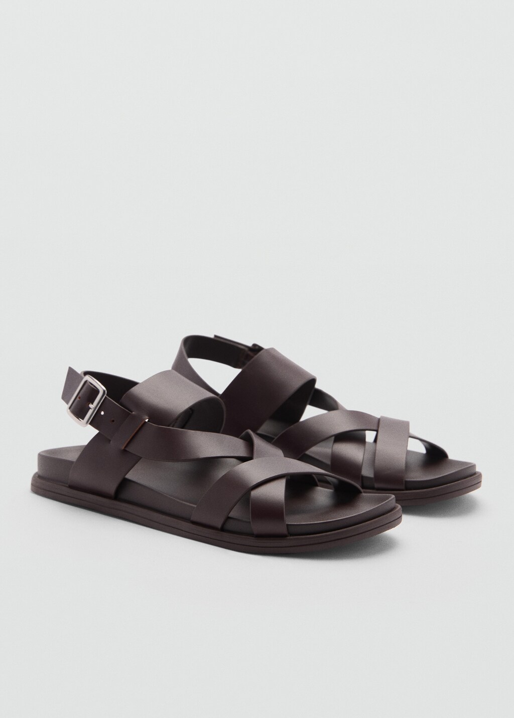 100% leather crossed strap sandal - Men | MANGO USA
