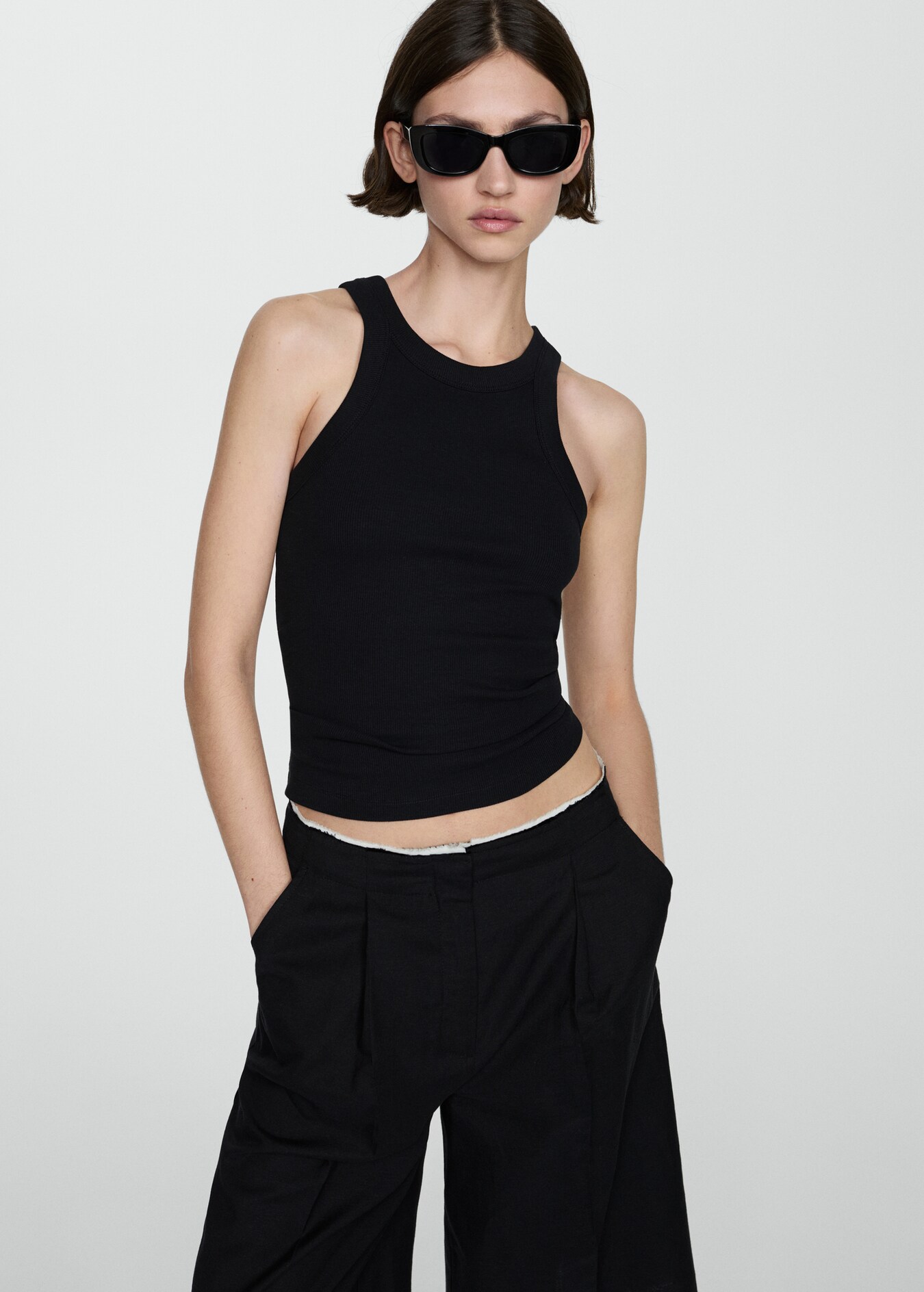 Ribbed cotton-blend top - Women | MANGO Ireland