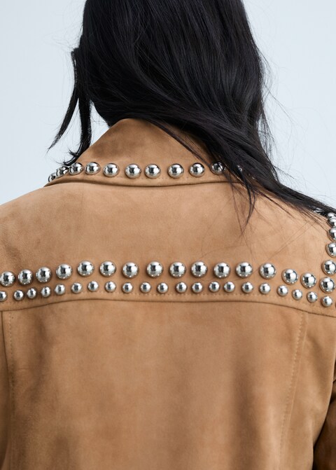 Studded leather jacket - Women | MANGO USA