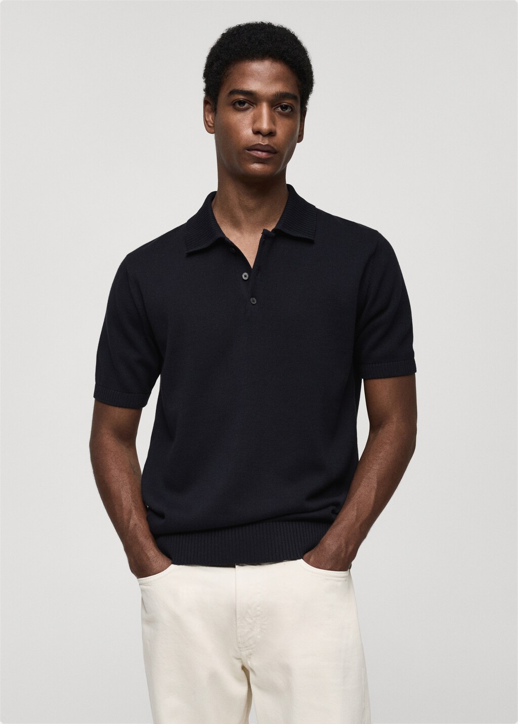 Fine Knit Cotton Polo Shirt Men Mango Usa