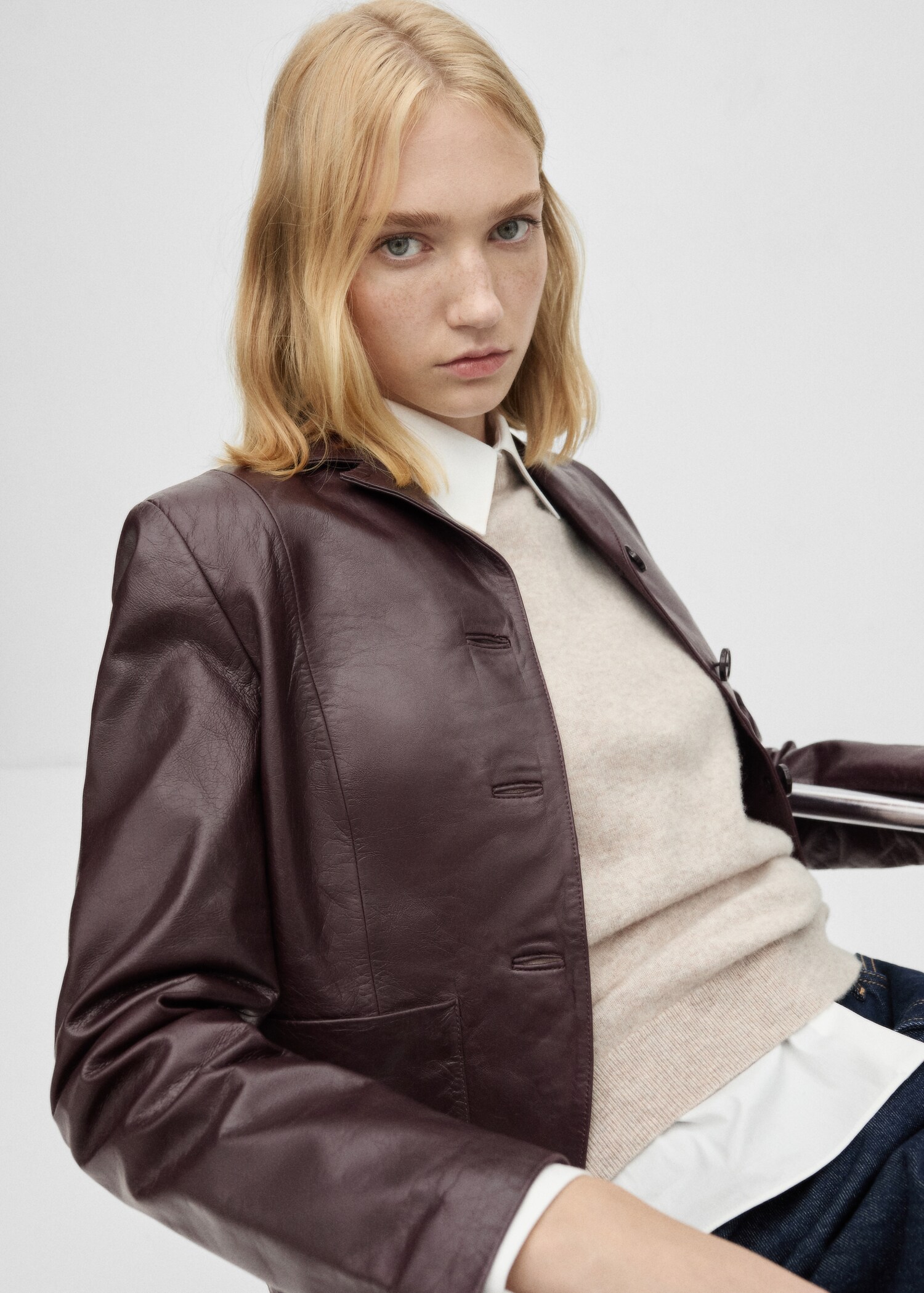 100% leather jacket with pockets - Women | MANGO USA