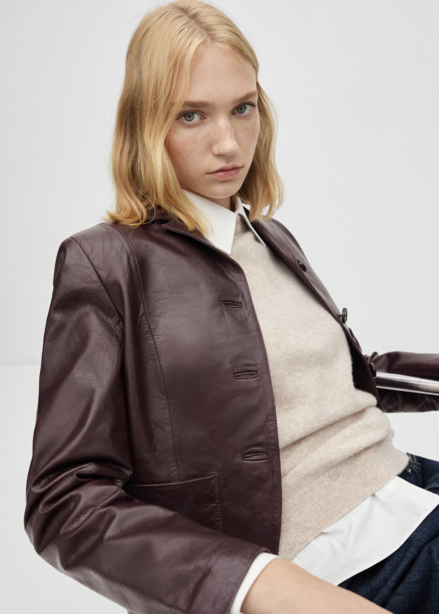 100% leather jacket with pockets - Women | MANGO USA