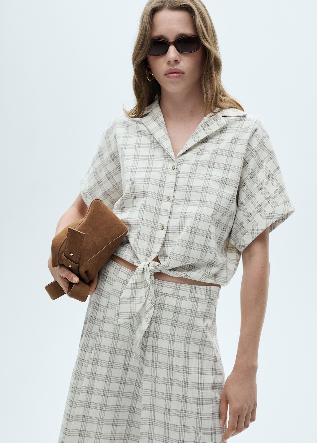 Check Crop Shirt Woman Mng Australia