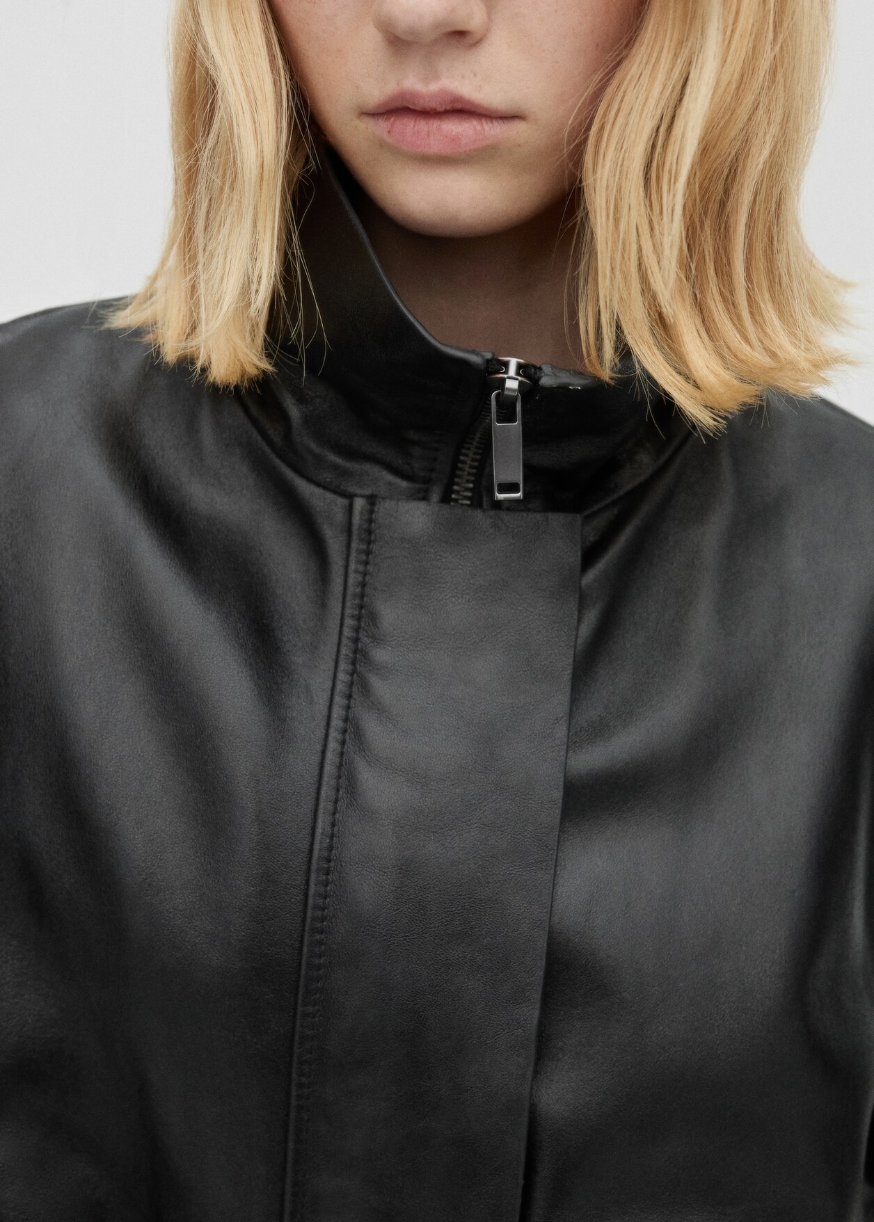 Oversized leather jacket - Women | MANGO USA