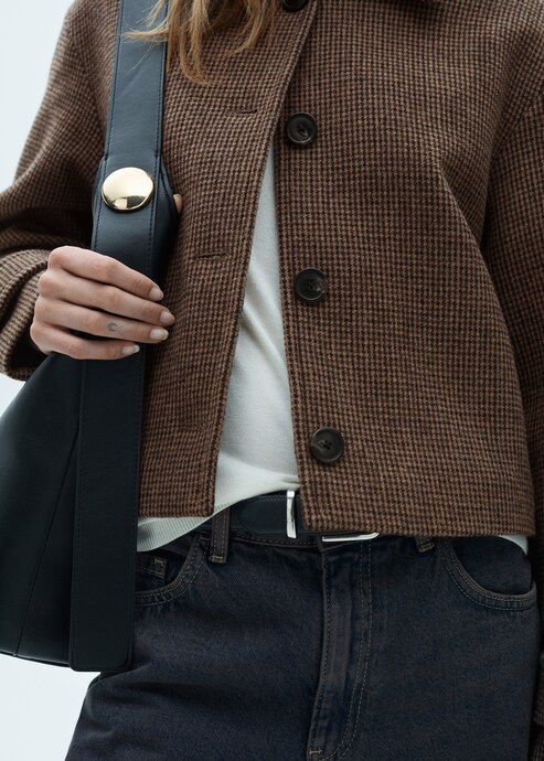 Micro-houndstooth wool jacket - Women | MANGO USA