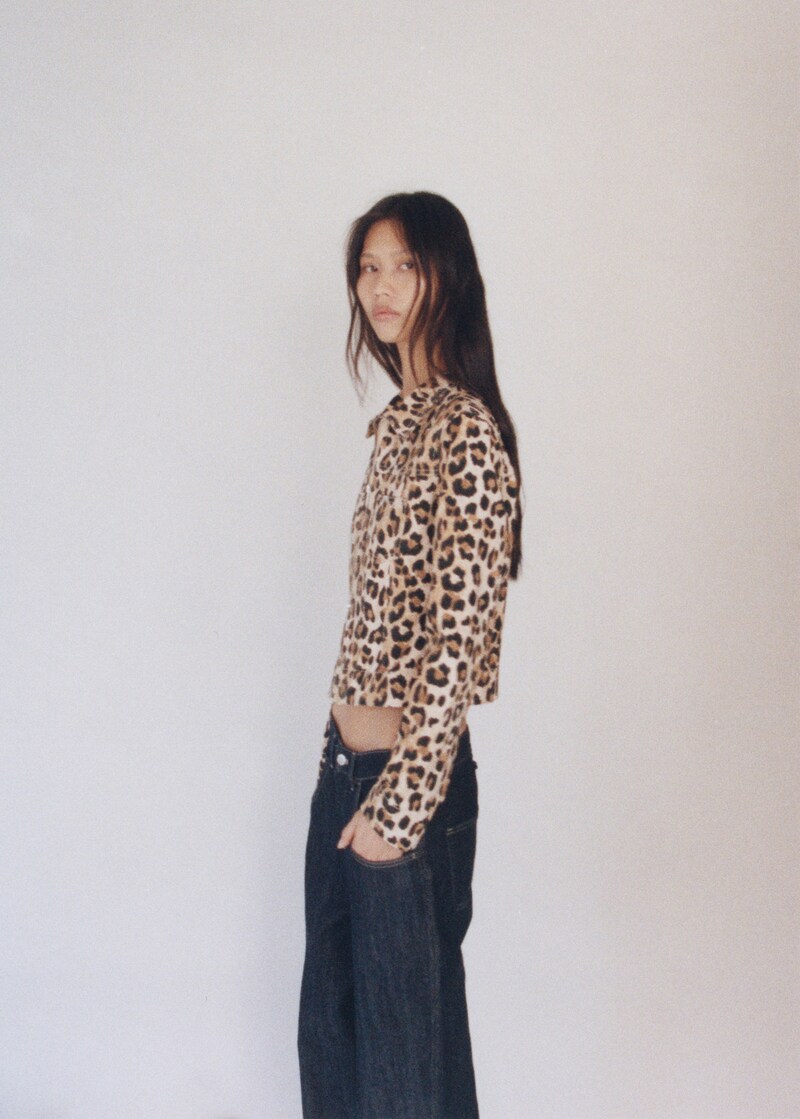 Leopard-print jacket with double zip - Women | MANGO USA