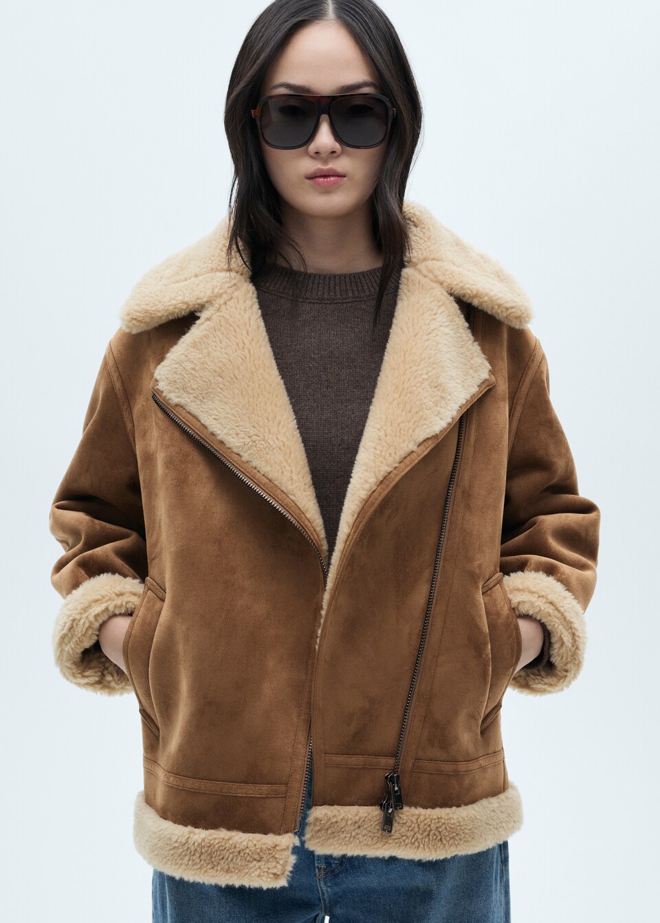 Jacket with shearling-effect lining - Women | MANGO USA