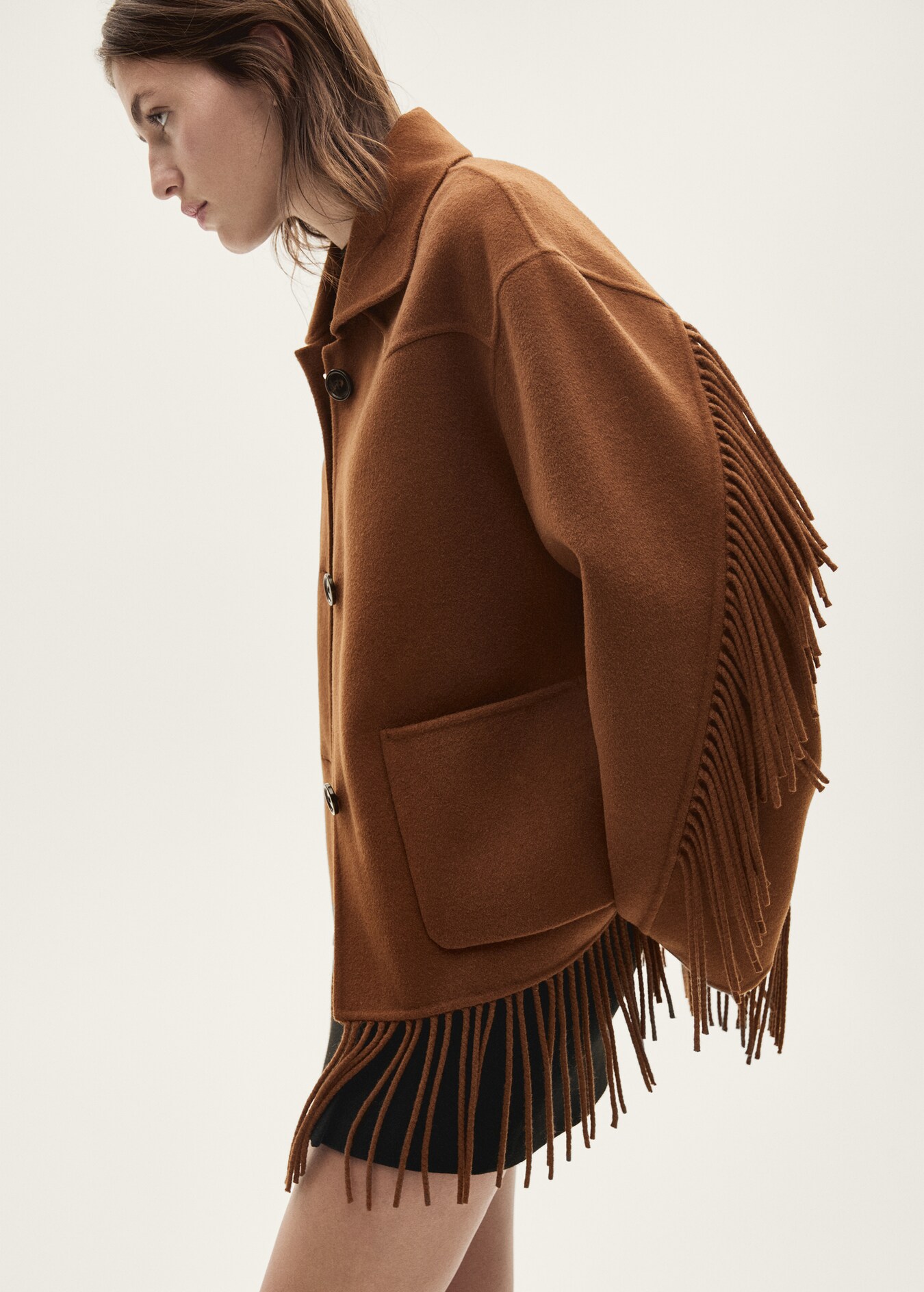 Fringed wool-blend jacket - Women | MANGO USA